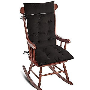 Big Hippo Rocking Chair Cushion,Soft Thicken Rocking Chair Cushion Set with Detachable Neck Pillow Back Support,Comfy Chair Cushion Pad with Ties for Outdoor Indoor Home Office,Black