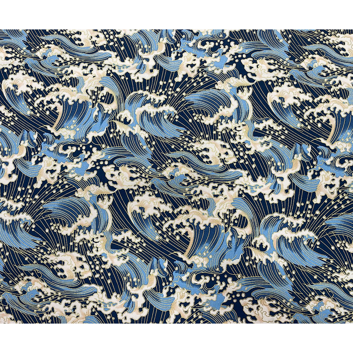 Cotton Fabric by The Yard, 0.55 Yard 58 Inch Wide Precut, 100% Cotton, Bronzing Design Floral Print Fabrics for Sewing Quilting Crafting (08- Design, Blue)