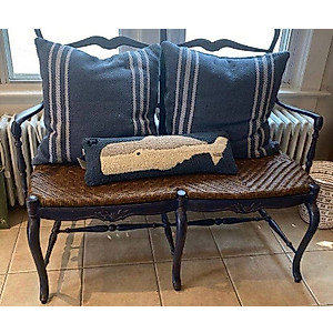 Chandler 4 Corners Artist-Designed Classic Whale Hand-Hooked Wool Decorative Throw Pillow (8” x 24”)