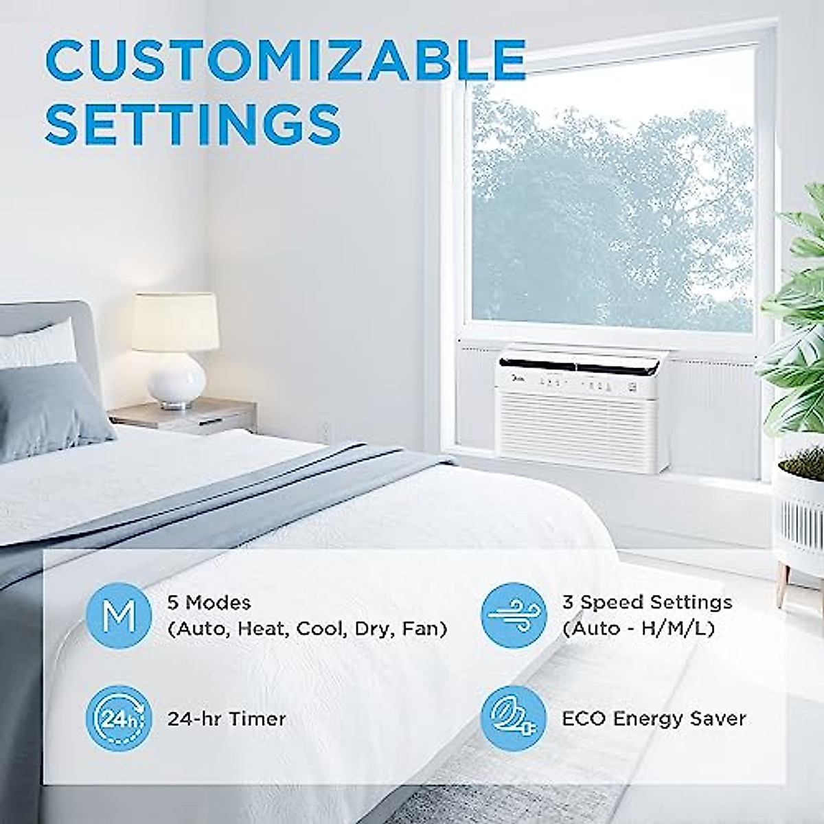 Midea 12000 BTU Smart Inverter Air Conditioner Window Unit with Heat and Dehumidifier – Cools up to 550 Sq. Ft., Energy Star Rated, Quiet Operation, Electronic Controls, Remote Control, White