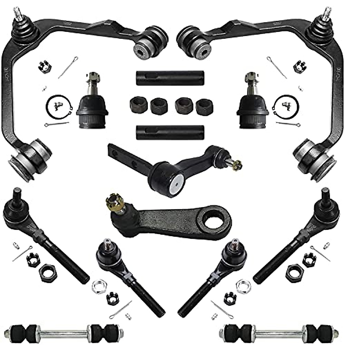 Detroit Axle - 4WD Front End 14pc Suspension Kit for Ford F-150 F-250 Expedition Navigator, 2 Upper Control Arms 2 Lower Ball Joints 2 Sway Bars 4 Tie Rods 2 Sleeves 1 Pitman 1 Idler Arm Replacement