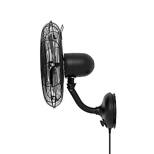 Hunter Fan Company Classic 16 in. 3 Speed Wall Fan in Matte Black with Oscillation and Adjustable Head