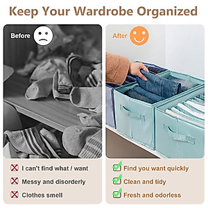 GWSNIO 2PCS Wardrobe Clothes Organizer Jeans Storage, Foldable Closet Organizer Storage Box with Handle for Jeans T-shirt Pants Sweater Kids Clothes Drawer Dividers