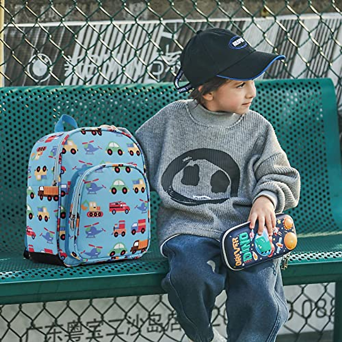 CLUCI Toddler Backpack for Boys Girls Kids Backpack Preschool Kindergarten Child Bookbag Travle Cute Blue Car Daycare Backpack