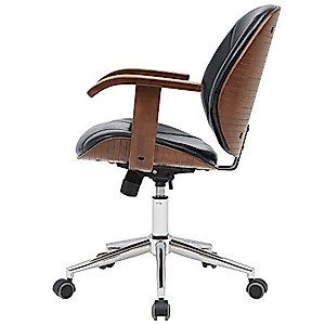 New Pacific Direct Samuel PU Bamboo w/Armrest Office Chair, Black