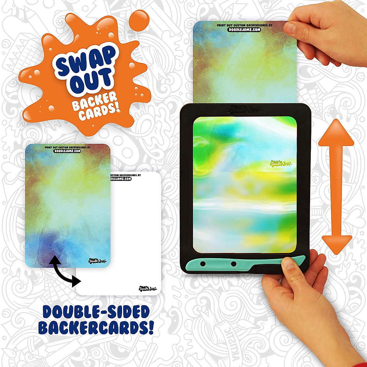 Sky Castle DoodleJamz JellyBoards — Squishy Drawing Pads Filled with Non-Toxic Sensory Gel – No-Mess Fidget Art – ASMR – Re-usable for Endless Artistic Creations (Yellow on Blue Gel)