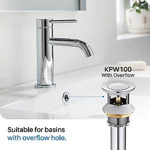 KIBI Infinity Single Handle Bathroom Vanity Sink Faucet with Pop Up Drain | Solid Brass Lavatory Faucet with High Arc Spout | Includes Water Hose for Easy Installation (Chrome Finish, KBF1006)
