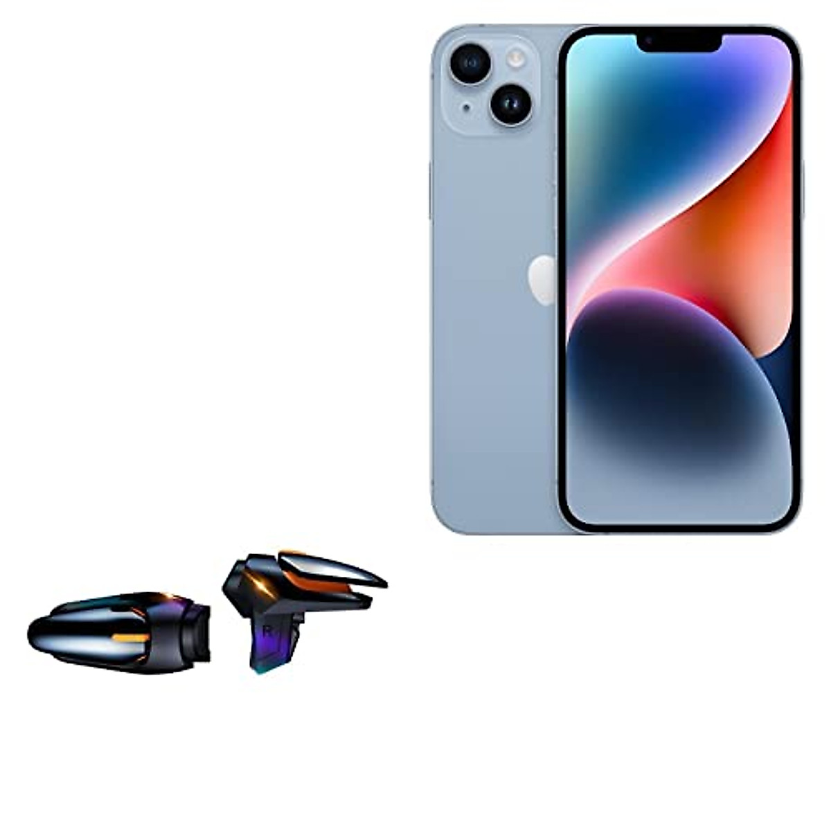 BoxWave Gaming Gear Compatible With Apple iPhone 14 Plus - Touchscreen QuickTrigger Auto, Trigger Buttons Autofire Gaming Mobile FPS - Jet Black