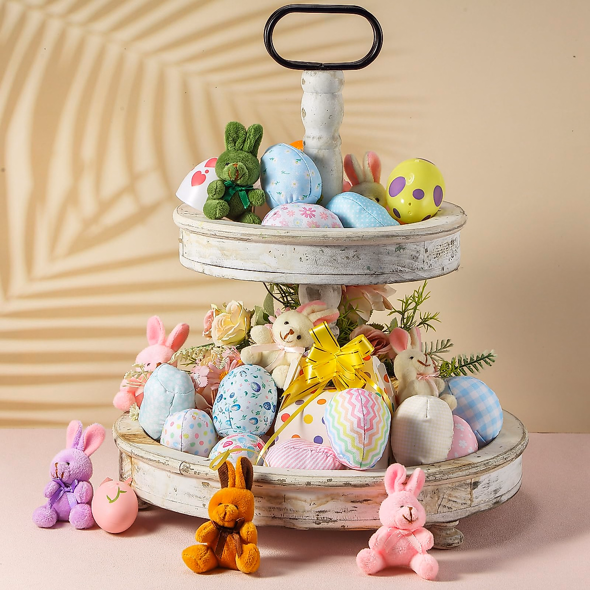 12 Pieces Easter Stuffed Fabric Bunnies Egg Carrot Rustic Farmhouse Decor Stuffed Bunny Rabbit Egg Carrot Vase Fillers for Easter Home Wedding Farmhouse Basket Bowl Fillers Tiered Trays (Eggs)