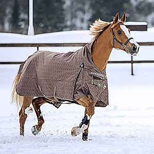 HORZE Avalanche 1200D Lightweight Turnout Blanket with Fleece Lining | Waterproof Horse Rain Sheet - Chocolate Chip Brown/Dark Brown - 72 in