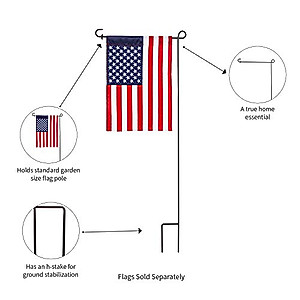 Evergreen Flag Classic Black Iron Garden Flag Stand with Rubber Stopper - 17.5" x 44"H