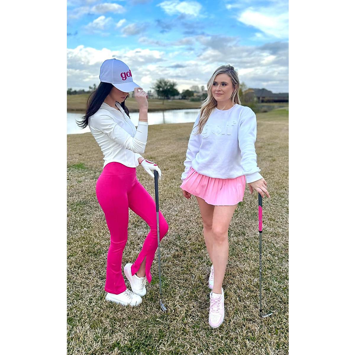 Women's Golf Hat White Ballcap with Pink Accent - Trendy Apparel for Woman, Adjustable Ball Cap, Women, Ladies Cute Golf Gear Apparel Caps - One Size Fits All Unisex