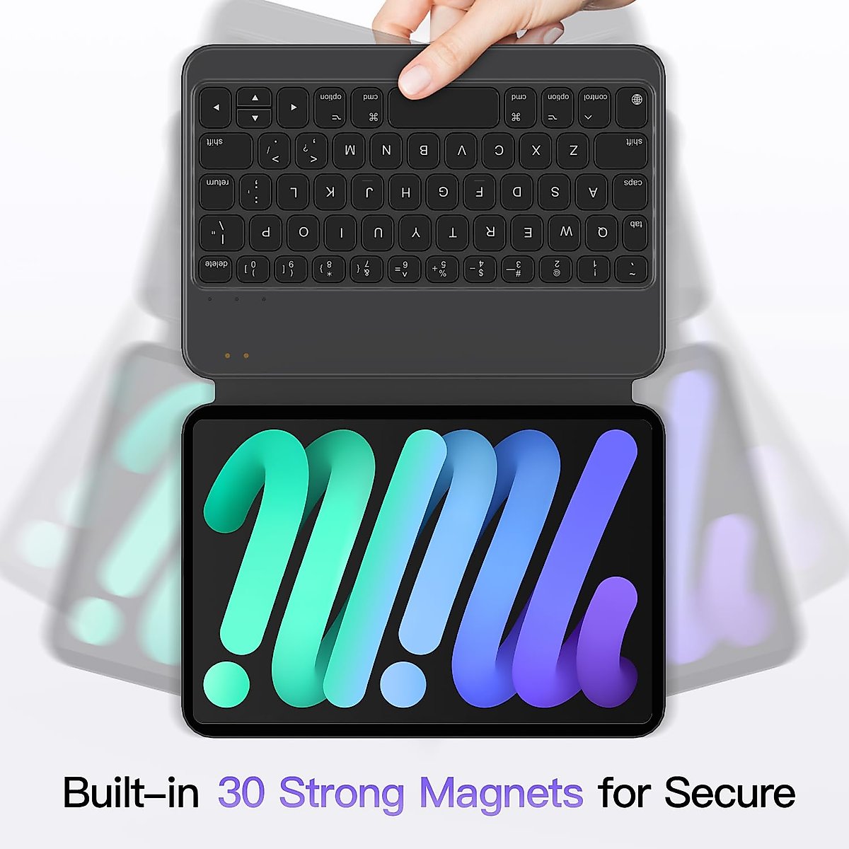HOU Keyboard Case for iPad Mini 6 (8.3-inch), Ultra Slim Folio Type of Keyboard, Power Display, Magnetic Protective Cover Support iPad Mini 6th Generation 2021