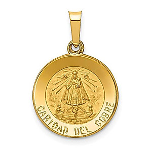 IceCarats 14K Yellow Gold Caridad Del Cobre Medal Necklace Charm Pendant 22mm x 15mm Only