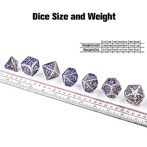 DNDND Giant DND Dice Set,7 PCS Translucent Polyhedral D&D Dice Set with Gift Metal Box for Dungeons and Dragons DND Rolling and Table Games (Translucent with Purple Number)