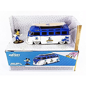 Jada Toys Disney Mickey and Friends 1:24 Volkswagen T1 Bus Die-cast Car w/ 2.75" Mickey Mouse Figure, Toys for Kids and Adults