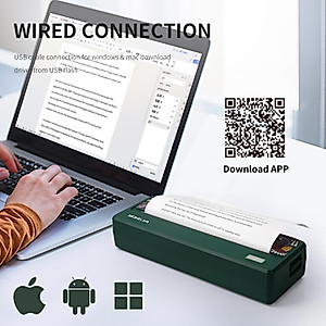 Rongta Portable Printer Wireless for Travel, 300DPI Thermal Inkless Bluetooth Mobile Printer, Support 8.5" X 11" US Letter, Compatible with Android iOS Phone & Laptops (DarkGreen)