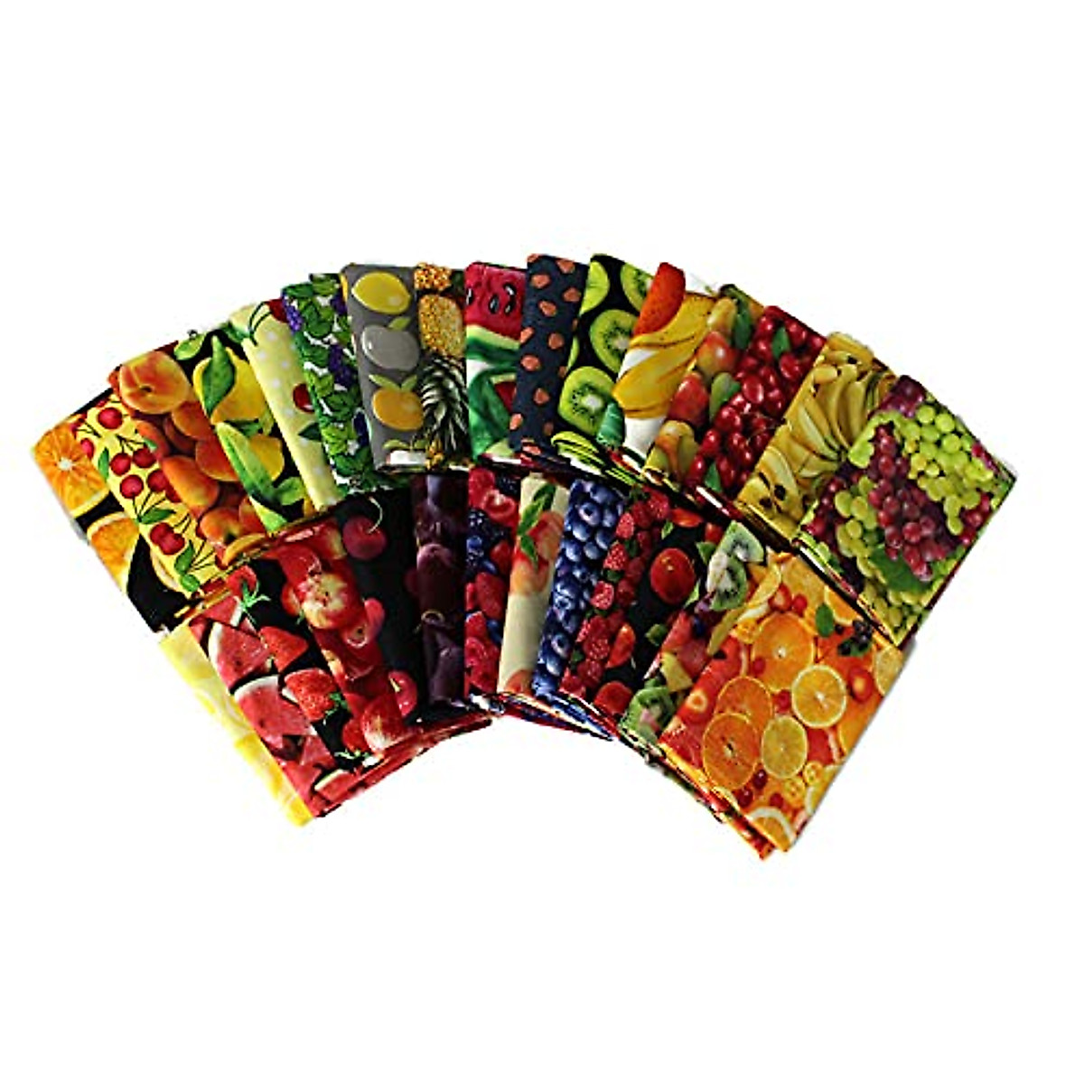10 Fat Quarters - Fruit Citrus Fruity Food Apples Cherries Pears Strawberries Blueberries Berries Melons Lemon Lime Fabrics Quality Quilters Cotton Assorted Fat Quarter Bundle M224.01