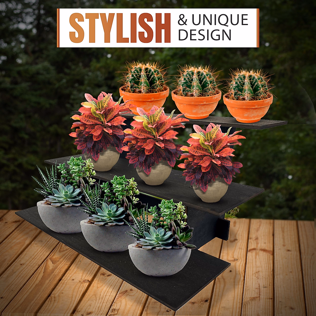 3-Tier Straight Retail Table Display Stand with Shelves | 3 Step Straight Display Rack for Counter Top, Craft Shows, Farmers Market, Trade Shows, Pop ups, Soap Display, Candles, Tumblers, Cups