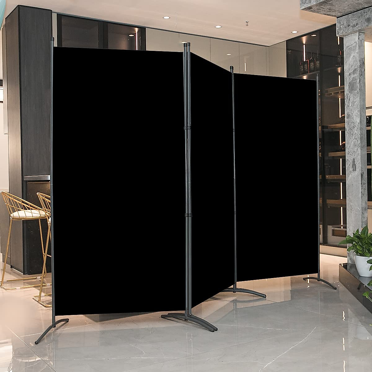 JVVMNJLK Indoor Room Divider, Portable Office Divider, Room Divider Wall Screen 3 Panel, Folding Partition Privacy Screen Walls Dividers for Room Separator 102" W x 71.3" H,Black