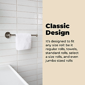 Aviano Hardware | Wall Mounted Metal Paper Towel Holder | Roll Organizer for Kitchen | Hanging Paper Towel Holder | Napkin Holder (Satin Nickel)