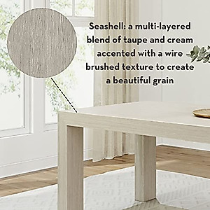 Plank+Beam Modern Wood Dining Table Set, Solid Wood Dining Table with 2 Benches for Dining Room/Kitchen, Seashell Wirebrush