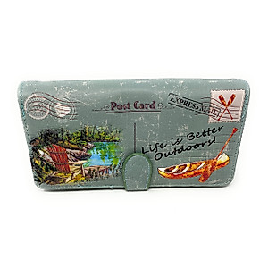 Shag Wear Large Better Outdoors Camping and Outdoors Summer BiFold Wallet for Women and Teen Girls Vegan Faux Leather Green 7"