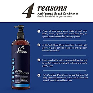 Artnaturals Natural Beard Deep Conditioner - (8 Fl Oz / 236ml) - Infused with Aloe Vera, Tea Tree and Jojoba Oil