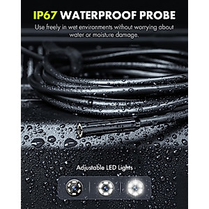 Borescope Inspection Camera with Light, Industrial Endoscope Camera with 4.3” HD Screen, Waterproof Digital Snake Camera, 16.4FT Semi-Rigid Cable Bore Scope for Home Pipe, Engine, Inside Wall, Duct