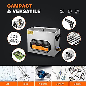 Professional Ultrasonic Cleaner 6L, 180W Ultrasonic Parts Cleaner with Heater Timer, 40kHz Ultrasonic Cleaning Machine with LED Display for Cleaning Industrial Parts, Circuit Board, Carburetor, Watch
