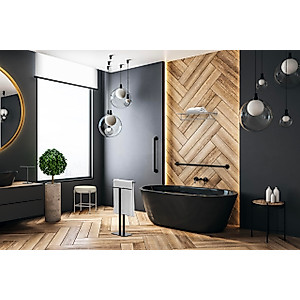 Gatco 964MX Glam 24" L Grab Bar, Matte Black/ADA Compliant Stainless Steel Safety Grab Bar for Bathroom