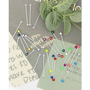 EVELICAL 48Pcs 14G Acrylic Industrial Barbell Earrings for Women Men Cartilage Helix Body Piercing Jewelry 38mm 1&1/2 Inch Piercing Bar Style A