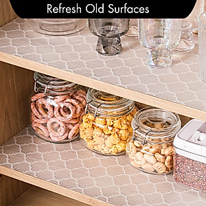 Cooyes Shelf Liner – Non-Adhesive Shelf Liners for Kitchen Cabinets – Waterproof Shelf Paper with Modern Pattern – Durable EVA Cabinet Liners