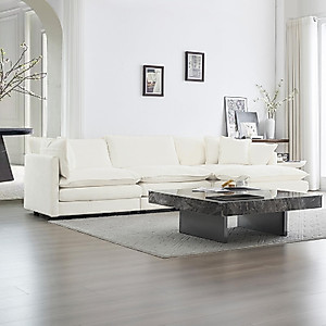 Neylory Oversized Modular Sectional Chenille Fabric Sofa Set,Extra Deep Seat Cloud Couch, Modular Sectional Couch,115 inch Width,3 Seat Modular Sofa Beige
