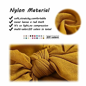 Mookiraer Baby Girls Headbands with Bows Handmade Hair Accessories Stretchy Hairbands for Newborn Infant Toddler Baby Essentials (Solid Nylon 20pcs)