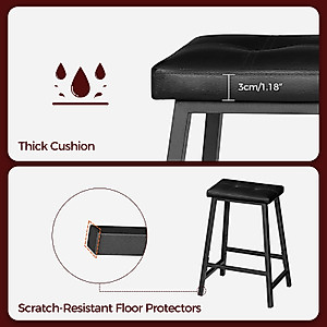 MAHANCRIS Bar Stools, Set of 2 PU Upholstered BarStools, 23.6-Inches Bar Chairs, Counter Height Bar Stools for Kitchen, Dining Room, Bar, Easy Assembly, Black BAHB04R01