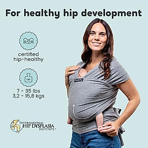 CuddleBug Baby Wrap Sling + Carrier - Newborns & Toddlers up to 36 lbs - Hands Free - Gentle, Stretch Fabric - Ideal for Baby Showers - One Size Fits All (Grey)