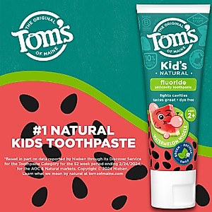Tom's of Maine Natural Children's Fluoride Toothpaste, Watermelon, 5.1 oz