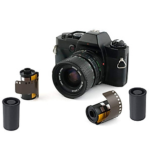 Criativo live 60 Pcs Film Canisters ,35MM Empty Camera Reel Containers, for Rockets, 8 OZ, 2" H, 1" W, Plastic, Films Developing Processing Tube, Roll Case, Small Accessories, Storage (Black60)