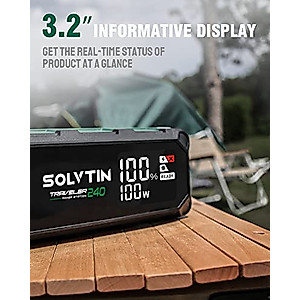 SOLVTIN 224Wh Portable Power Station with 2500A Jump Starter, Lithium Battery Backup with 120W AC Outlet, PD100W USB-C Bilateral Port, LED Light, Power Bank for Camping Home Office (Traveler 240)