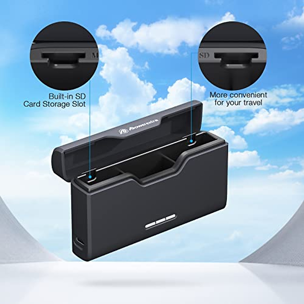 Powerextra Hero 12/11/10/9 Battery 3-Pack(2250mAh) and 3-Channel USB Storage Quick Charger for Gopro Hero 12 Gopro Hero 11 Hero 10 Hero 9 Black Compatible with Gopro Hero 9/10/11 Battery and Charger