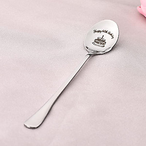 Happy 60th Birthday Spoon Gifts for Women Men Birthday Gift for 60 Year Old Dad Mom Wife Sister 60 th Birthday Gifts for Women Men 60 Year Old Birthday Gifts for Him Her 60 Birthday Gifts Spoons