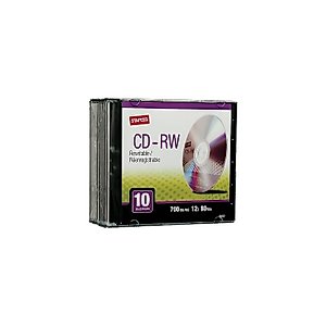 Staples CD-RW Rewritable with Slim CD Slim Case 10 Pieces