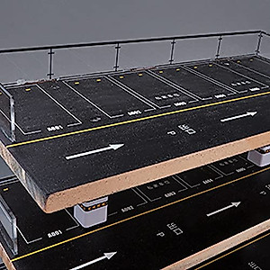 Colcolo 1/64 Scenery Diorama Parking Lot Vehicle Garage Acrylic Showcase Tabletop, Simulation Parking Lot Display Case Desktop Decor
