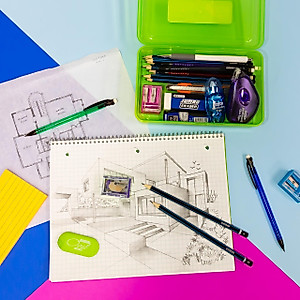 BAZIC Products Dual Blades Square Sharpener w/Receptacle (4/Pack), Red/Green/Blue/Black