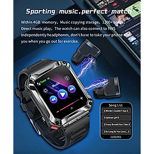 Smart Watch with Earbuds, 3 in 1 Bluetooth Smart Watch for Android iPhone, Military Fitness Tracker Watch, Tracker with Blood Oxygen Heart Rate Sleep Monitor, Long Time Standby Sports Smart Watch