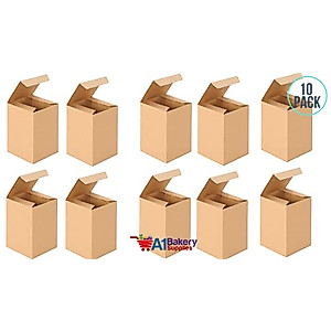 A1 Bakery Supplies Preimer High Kraft Pinstripe Brown Treat Gift Boxes (4 in X 4 in X 6 in 10 Pack)