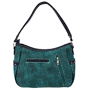 Western Floral Pu Leather Turquoise Concho Women Tote Purse Wallet Turquoise