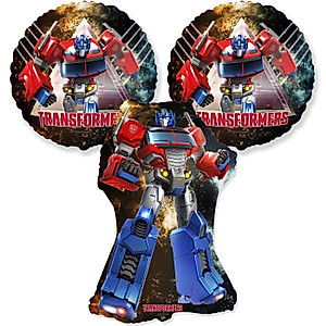 Epic Party Plan Optimus Prime Transformers Balloon Set of 3 - 30'' Tall Centerpiece for Boys' Birthday, Graduation, Summer Party Decorations