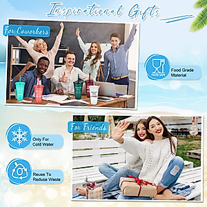 Gerrii 24 Pcs Appreciation Tumbler Bulk for Employee Coworker Thank You 24oz Glitter Plastic Cups with Lids and Straws Reusable Iced Coffee Travel Mug Inspirational Gifts for Birthday (Multi Colors)